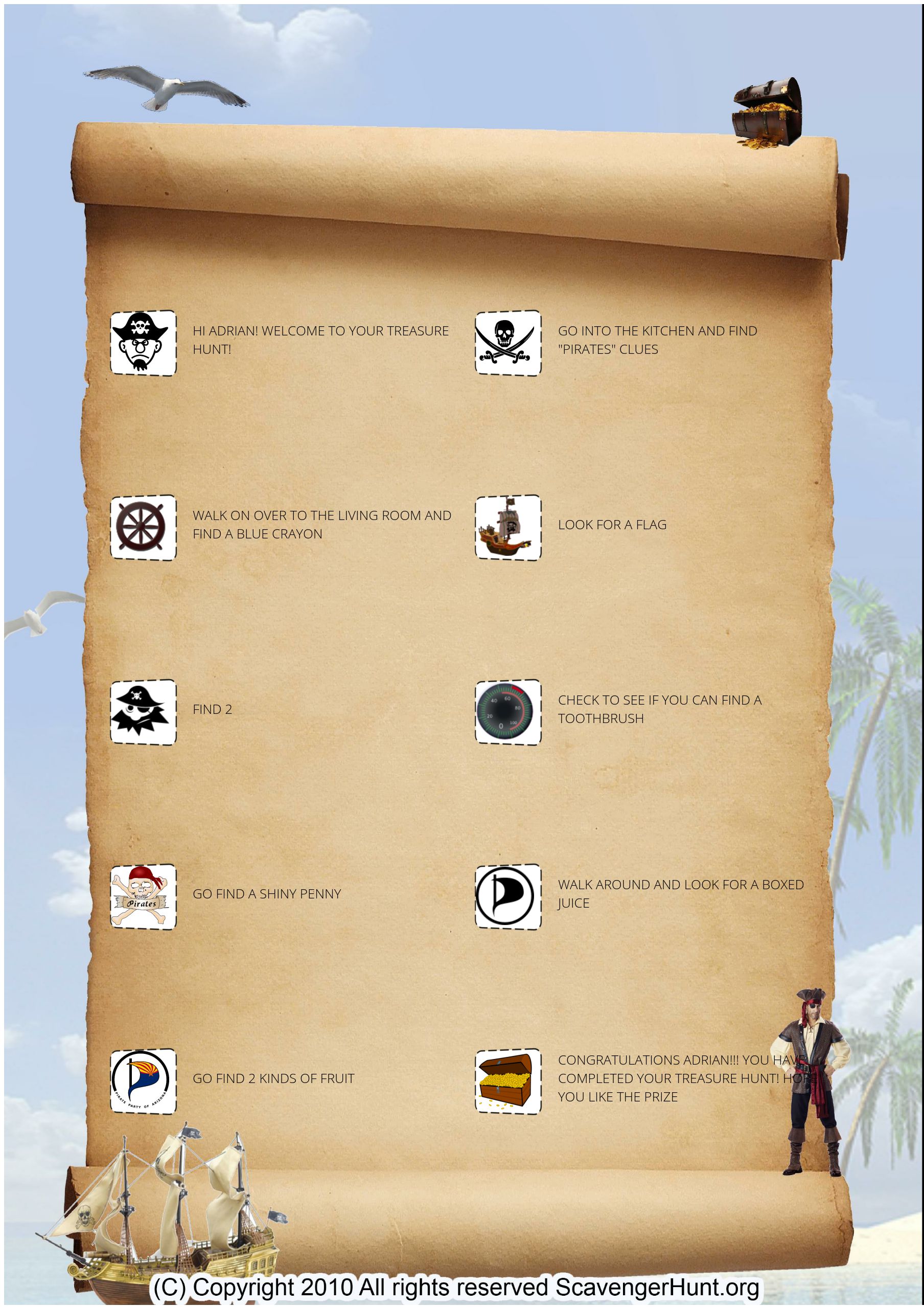 PIRATES SCAVENGER HUNT