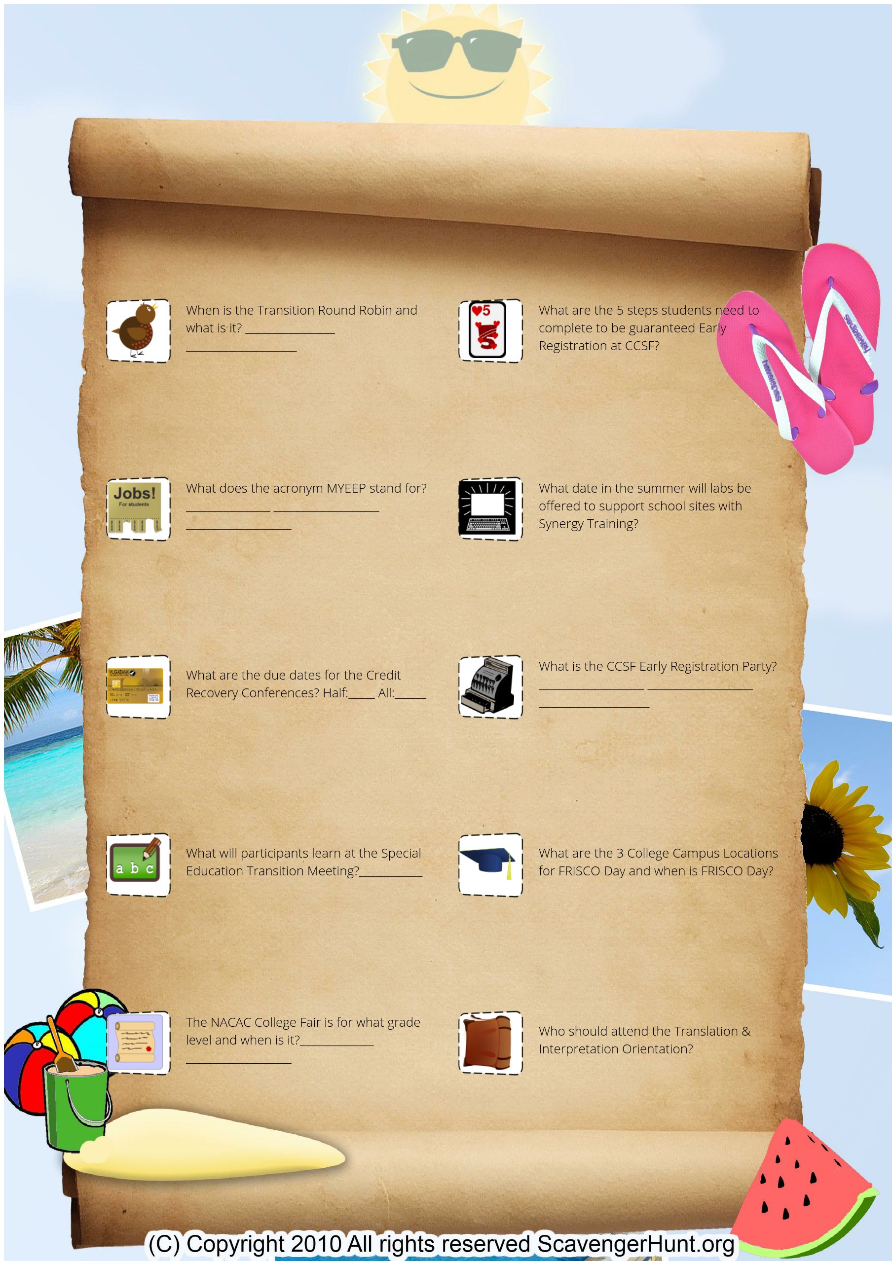 H.S. Counselor Scavenger Hunt