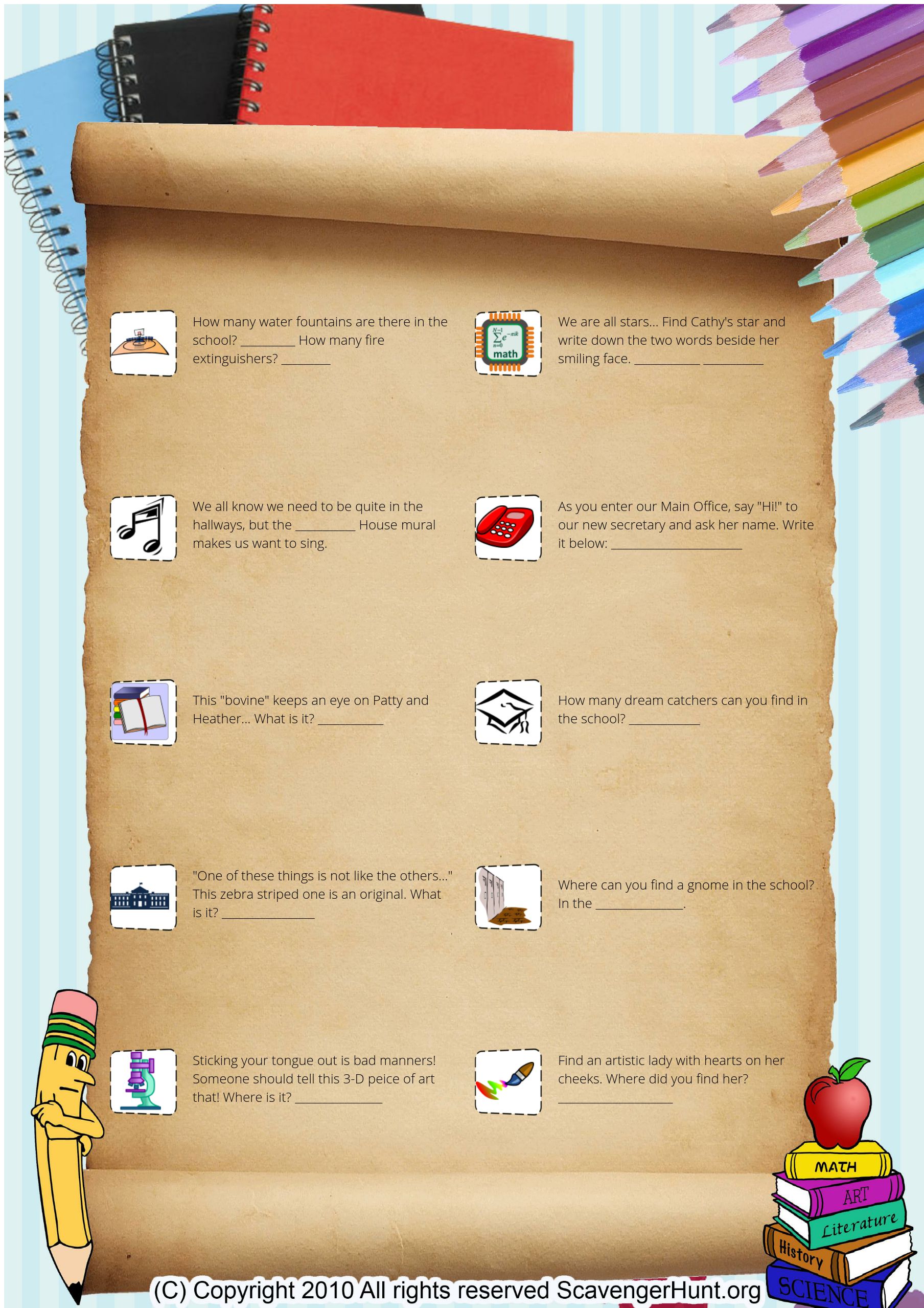 FIRST DAY SCAVENGER HUNT