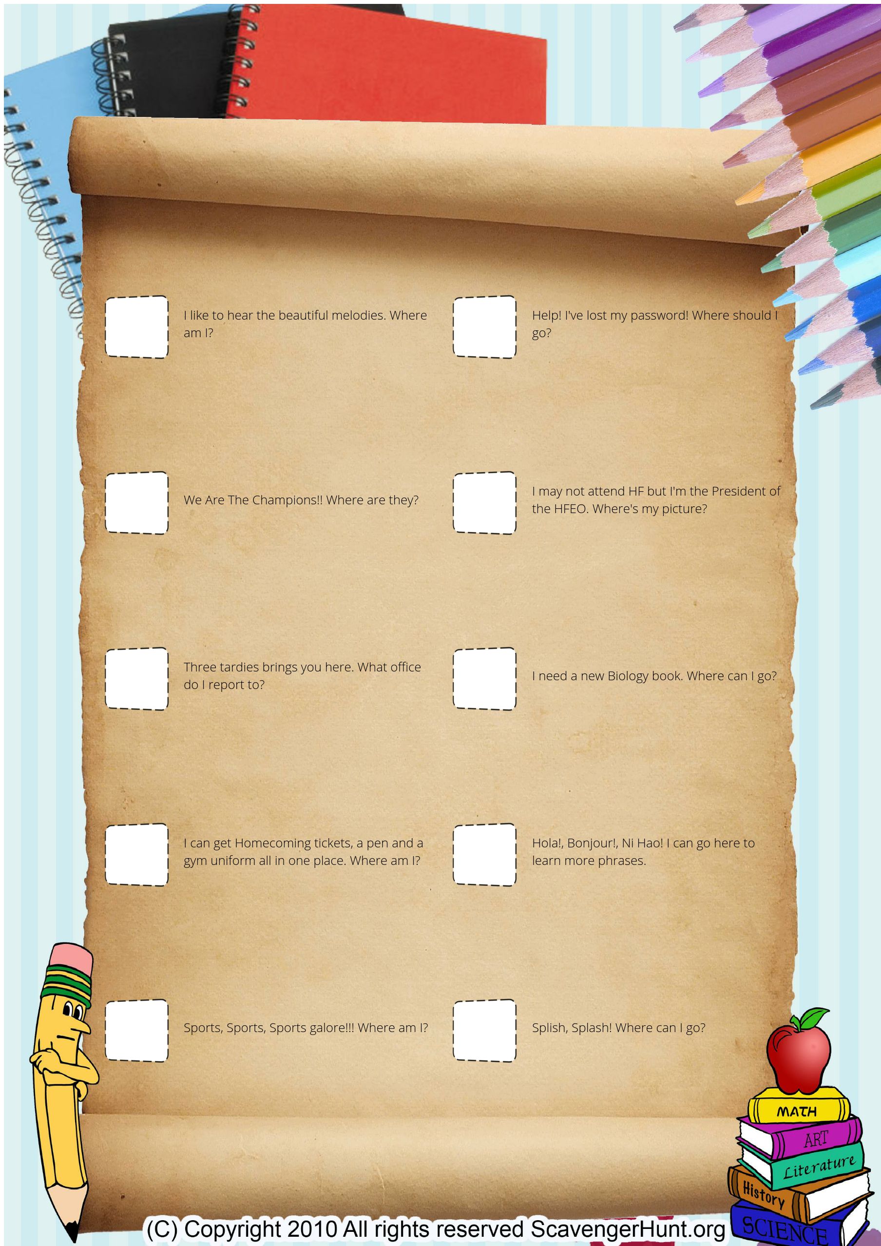 Freshmen Orientation Scavenger Hunt