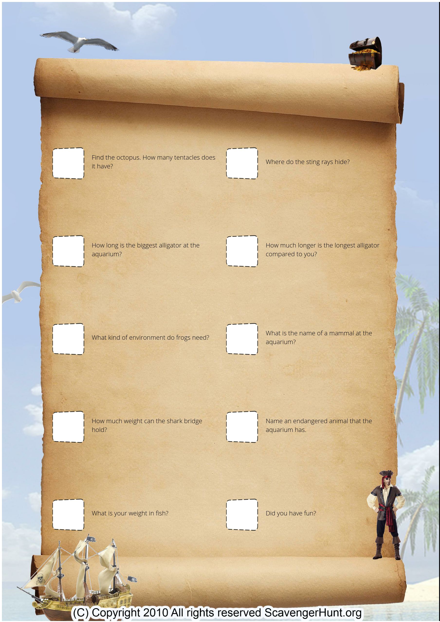 Aquarium scavenger hunt