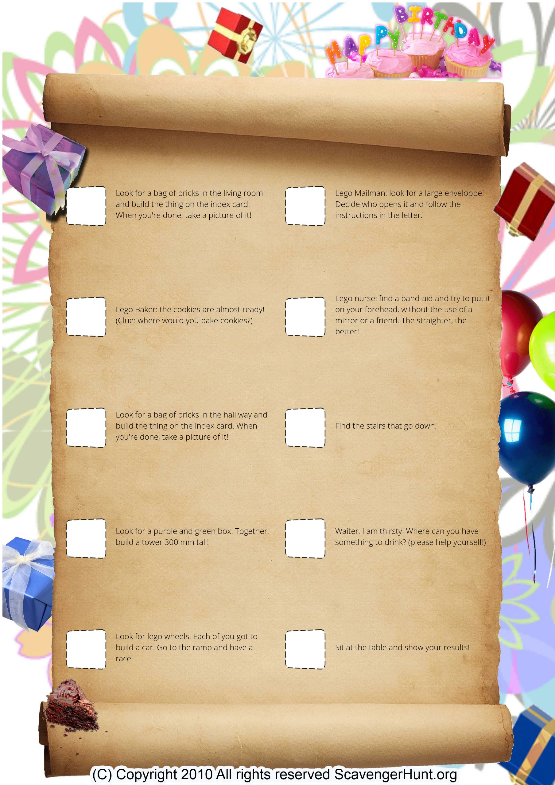 Lego themed scavenger hunt