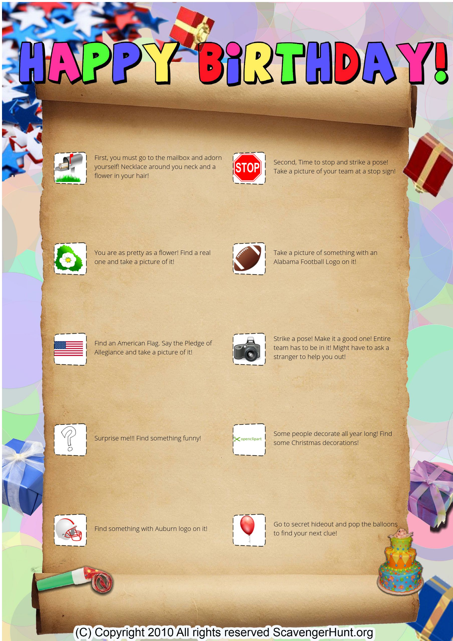 Birthday Scavenger Hunt