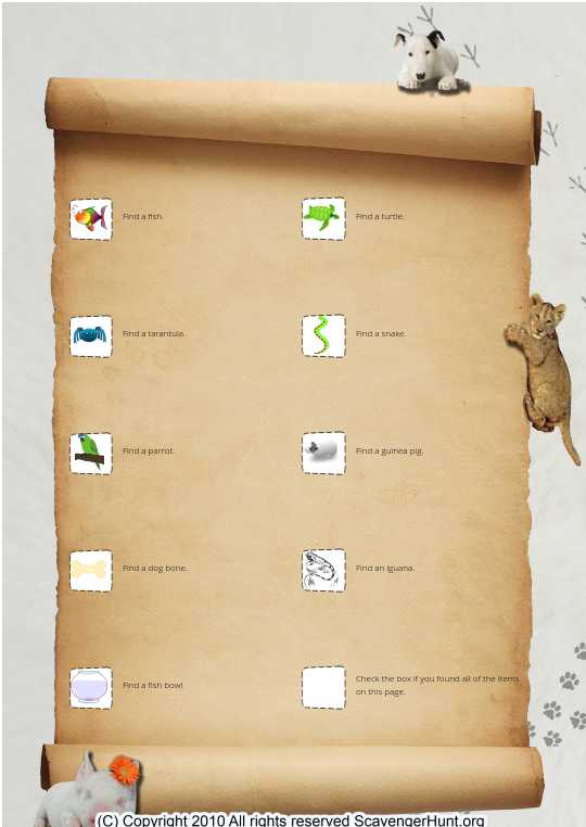 Pet Store Scavenger Hunt