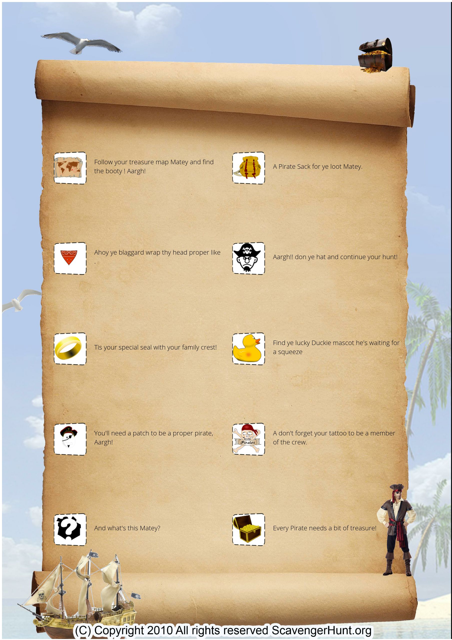 Pirate Scavenger Hunt for Pirate loot