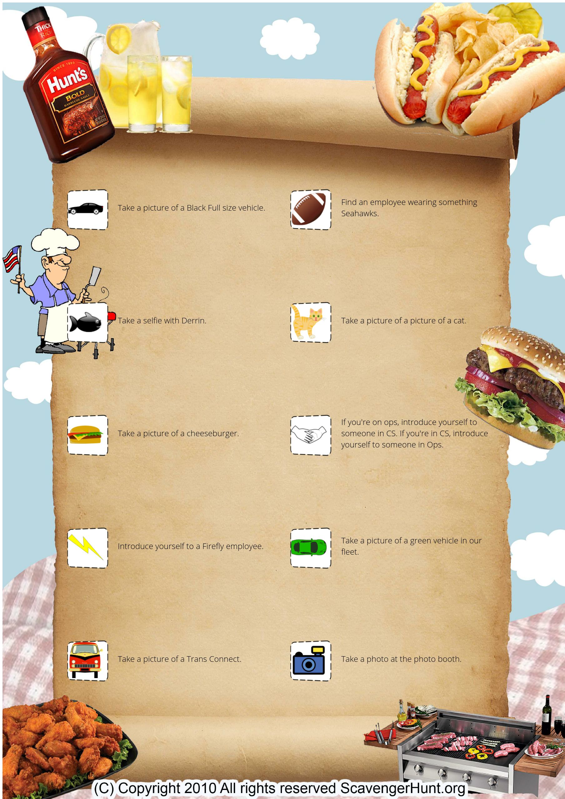 End of Summer BBQ Scavenger Hunt